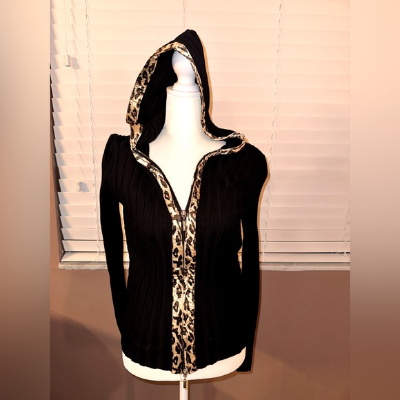 Belldini | Sweaters | Vintage Belldini Blackleopard Print Zippered ...